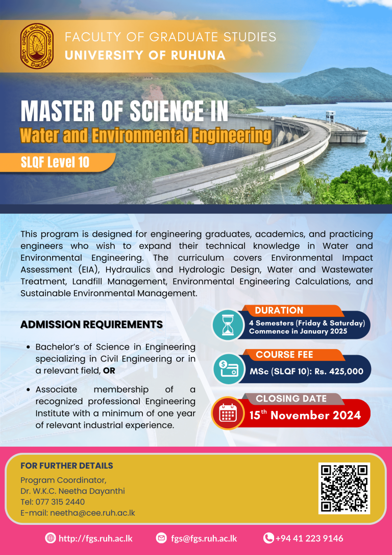 Applications Open for Master of Science in Water and Environmental ...