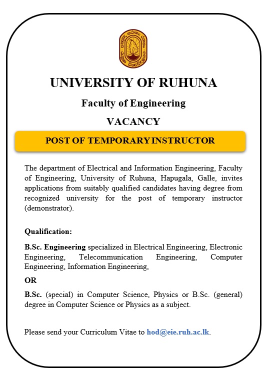 Temporary Instructor Vacancies - DEIE